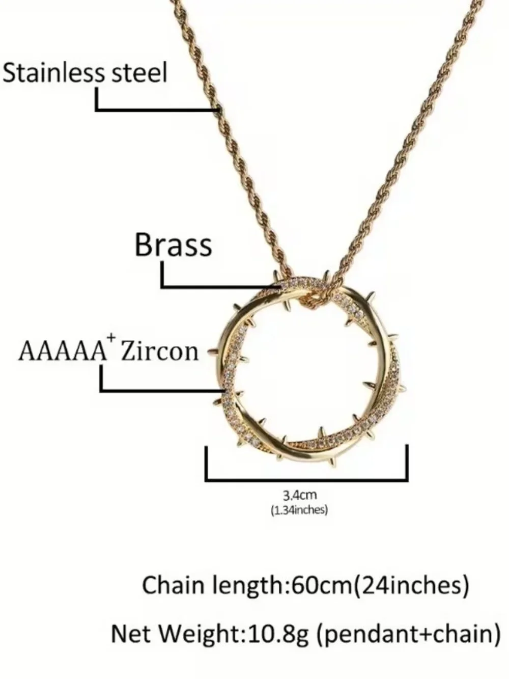 Syrios Gifts | Jewelry | Gold Jesus Crown Of Thorns Pendant Necklace ...
